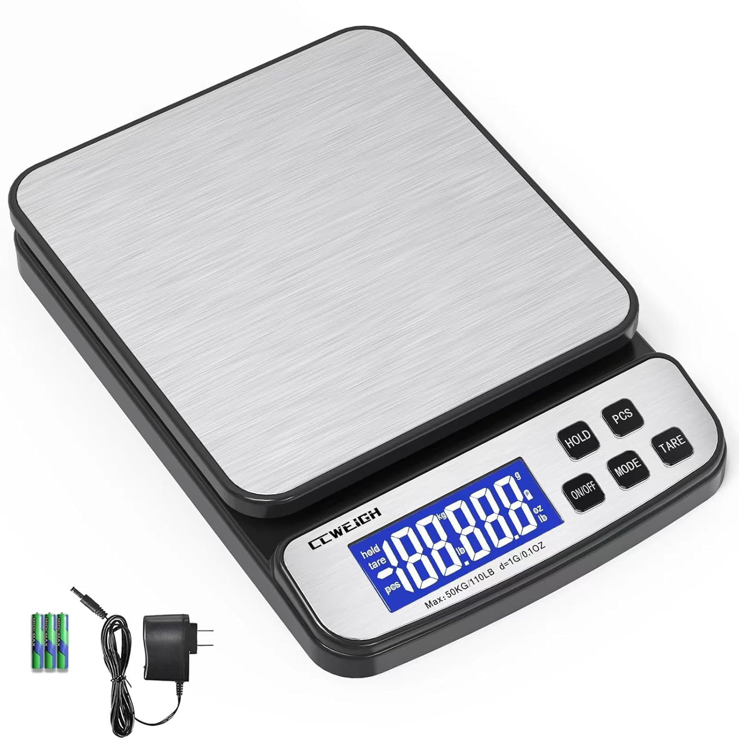 Digital Shipping Scale 110 lbs x 1g with Hold and Counting Function ...