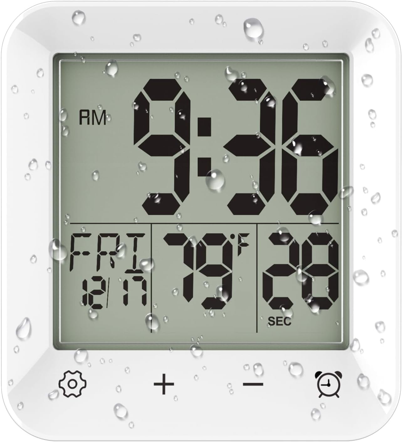 Digital Shower Clock Waterproof, Bathroom Wall Clock Timer with Touch Screen, Temperature, LCD ...