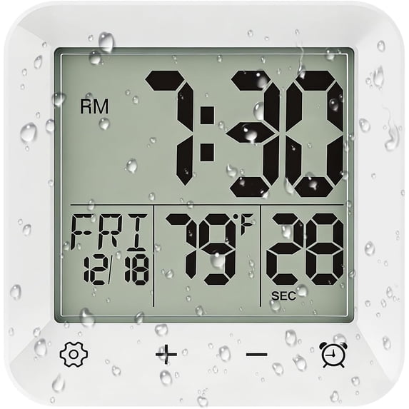 Digital Shower Clock Waterproof, Digital Wall Clock with Countdown ...