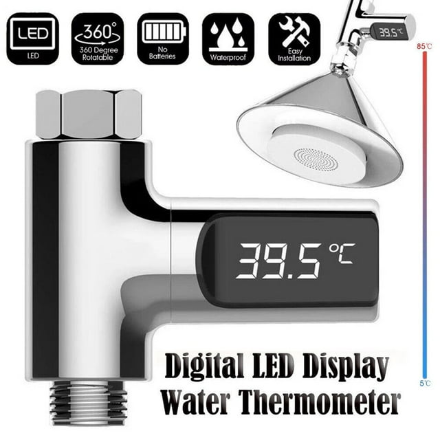 Digital Shower Temperature LED Display Water Thermometer Realtime ...