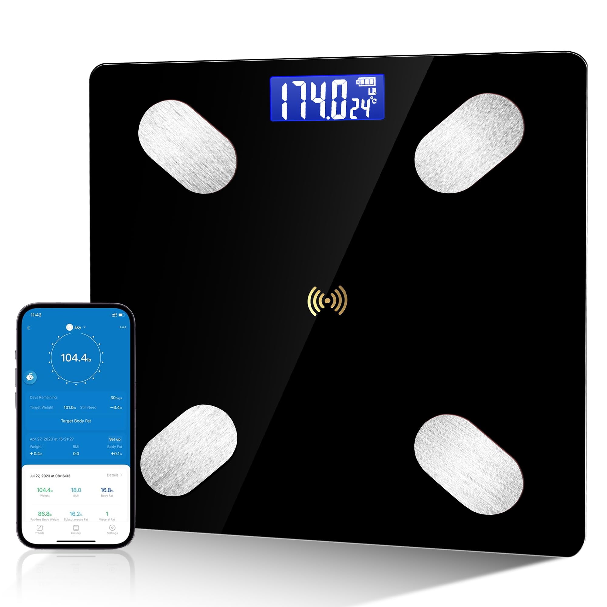 Digital Simple Bathroom Scale, Practical Body Fat Scale with Led ...
