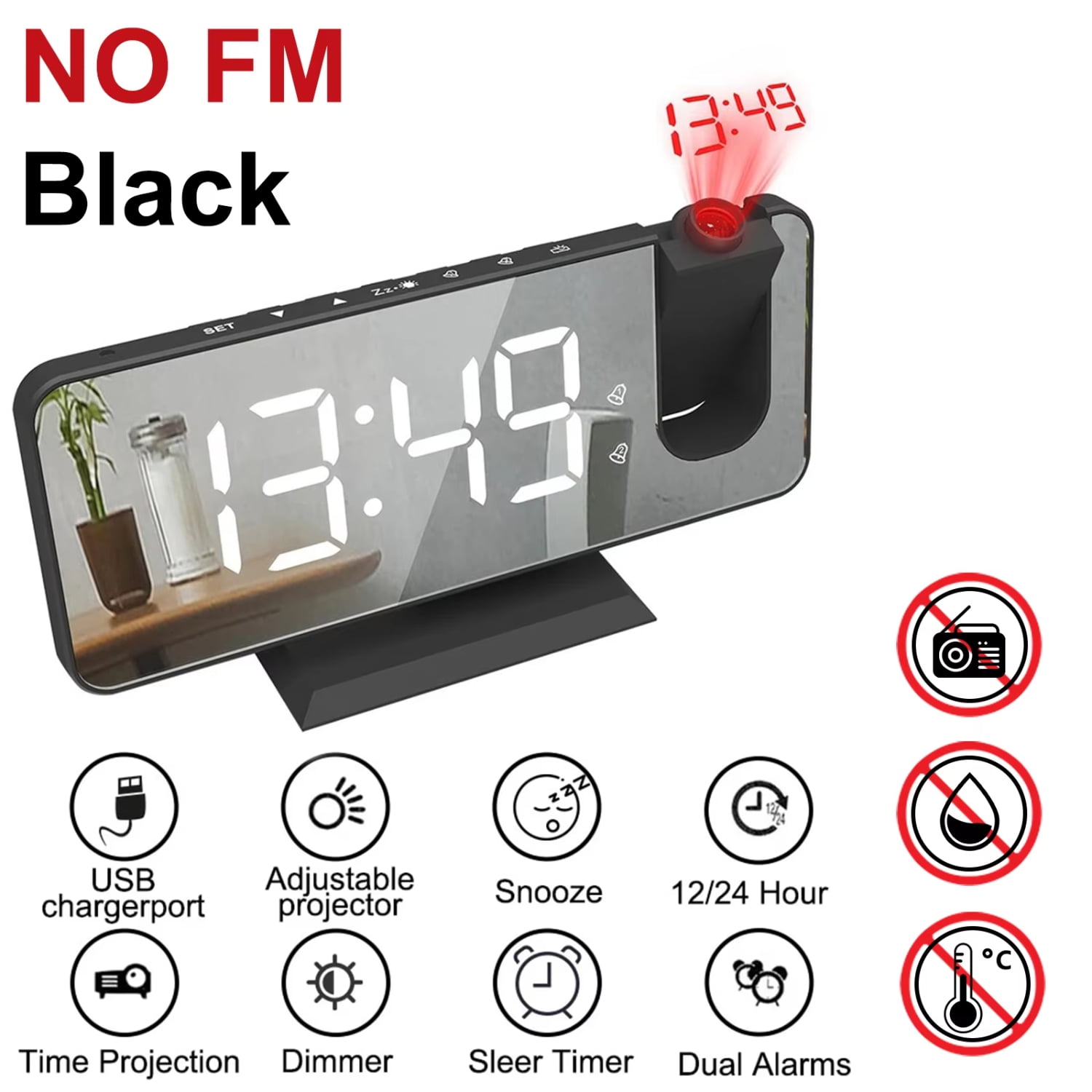 Digital Smart Alarm Clock Watch Table with FM Radio USB Wake and 180 ...