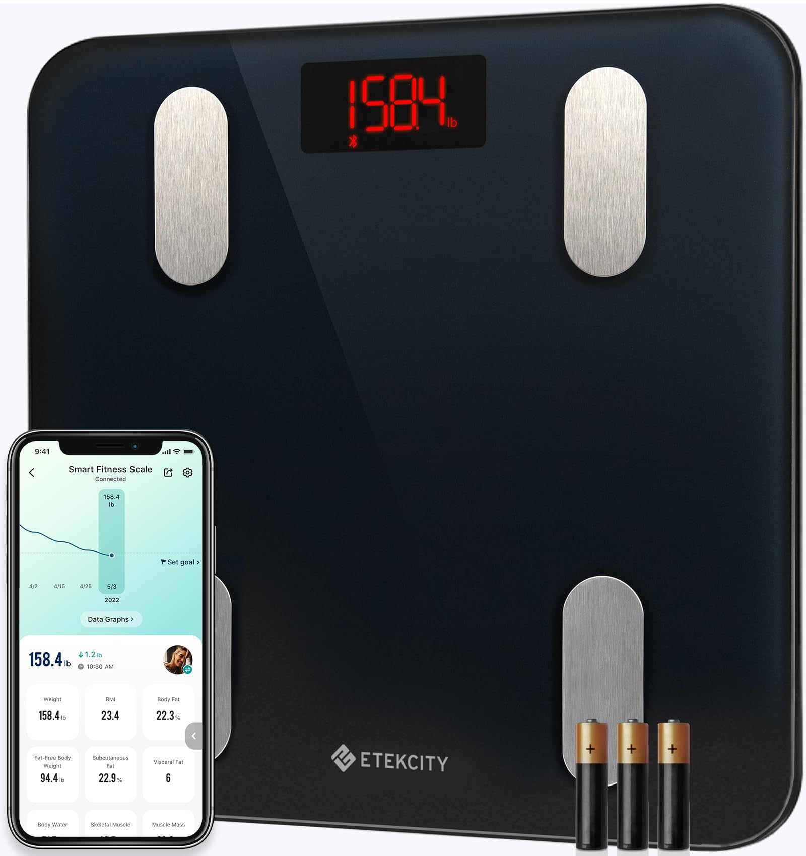 Digital Smart Scale for Body Weight and Fat Percentage, Bluetooth ...