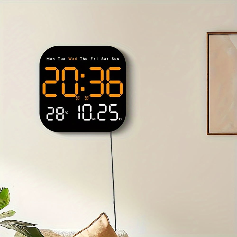 Digital Smart Wall Clock with LED Display Temperature Week Calendar ...