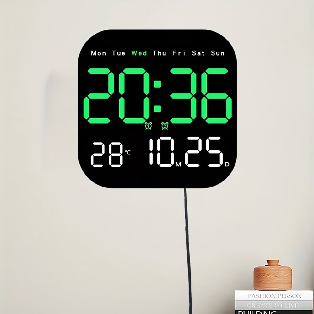 Digital Smart Wall Clock with LED Display Temperature Week Calendar ...