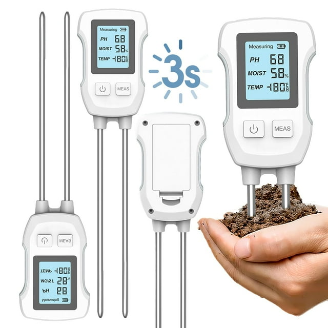 Digital Soil Meter 3 in 1 Soil Tester PH Moisture Temperature Test Kit ...