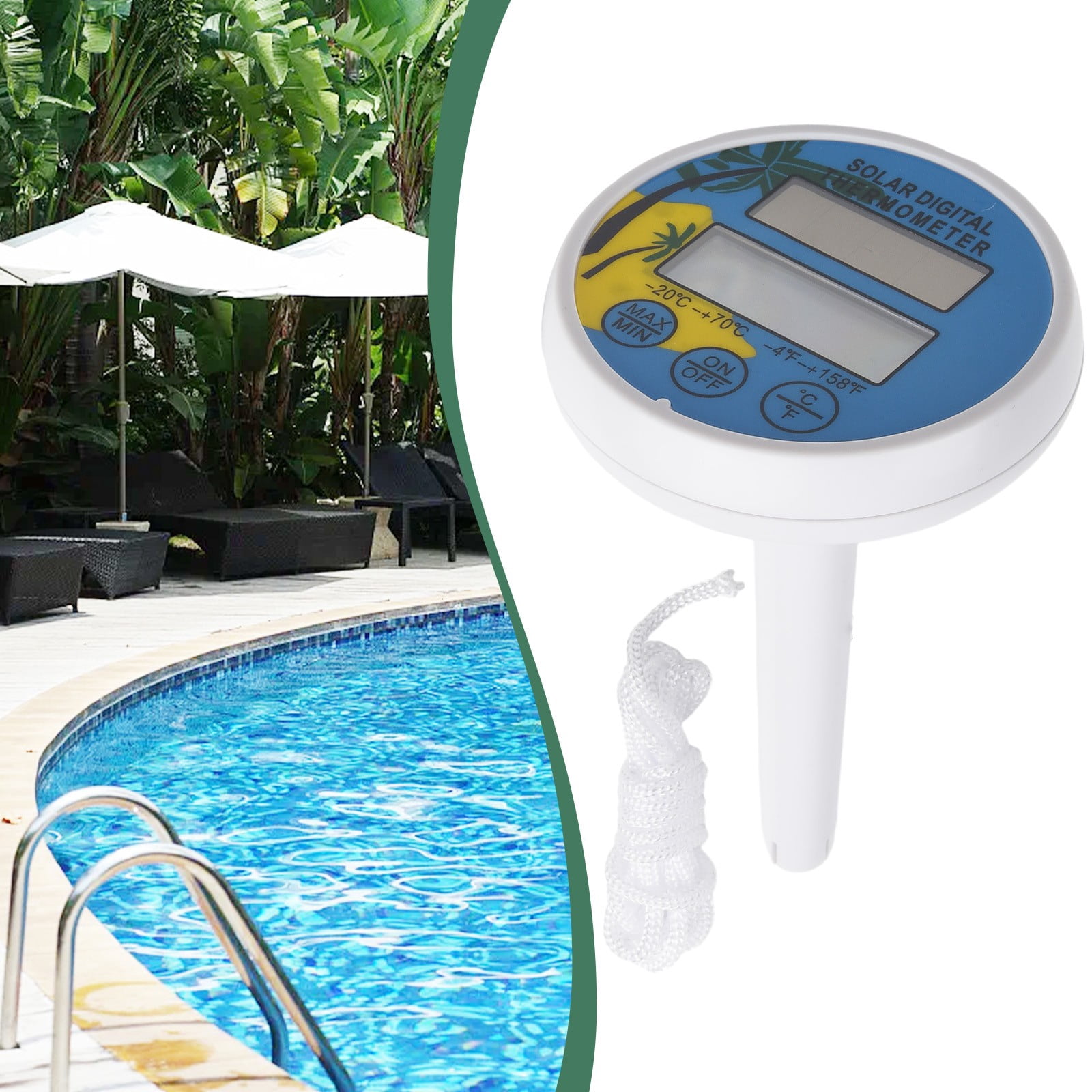 Digital Solar Powered Outdoor Floating Waterproof Rainproof Pool ...