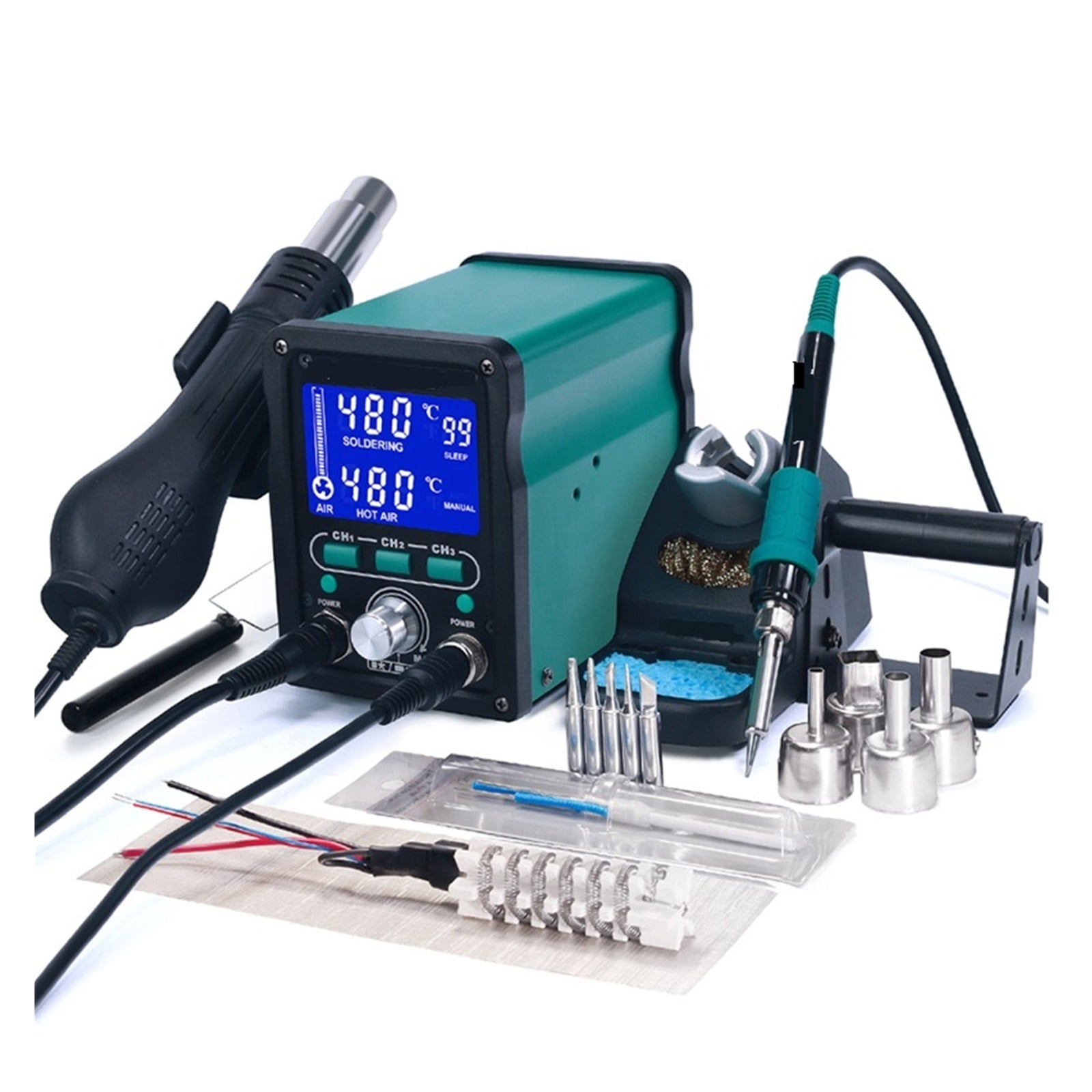Digital Soldering Station,Hot Air Gun Rework Station 110W,Electric ...