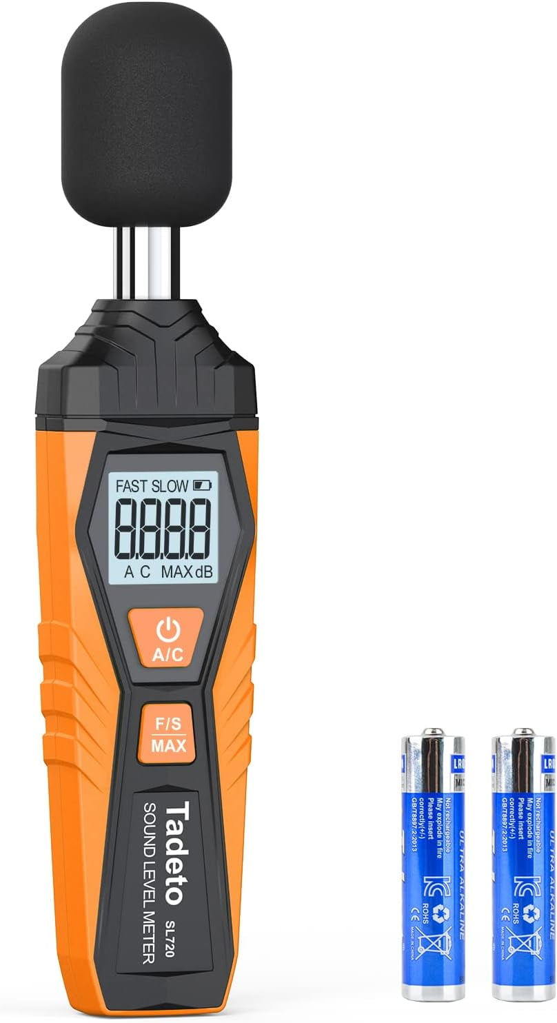 Digital Sound Level Meter, Decibel Meter Portable SPL Meter 30dB To 130dB with MAX Data Hold LCD ...