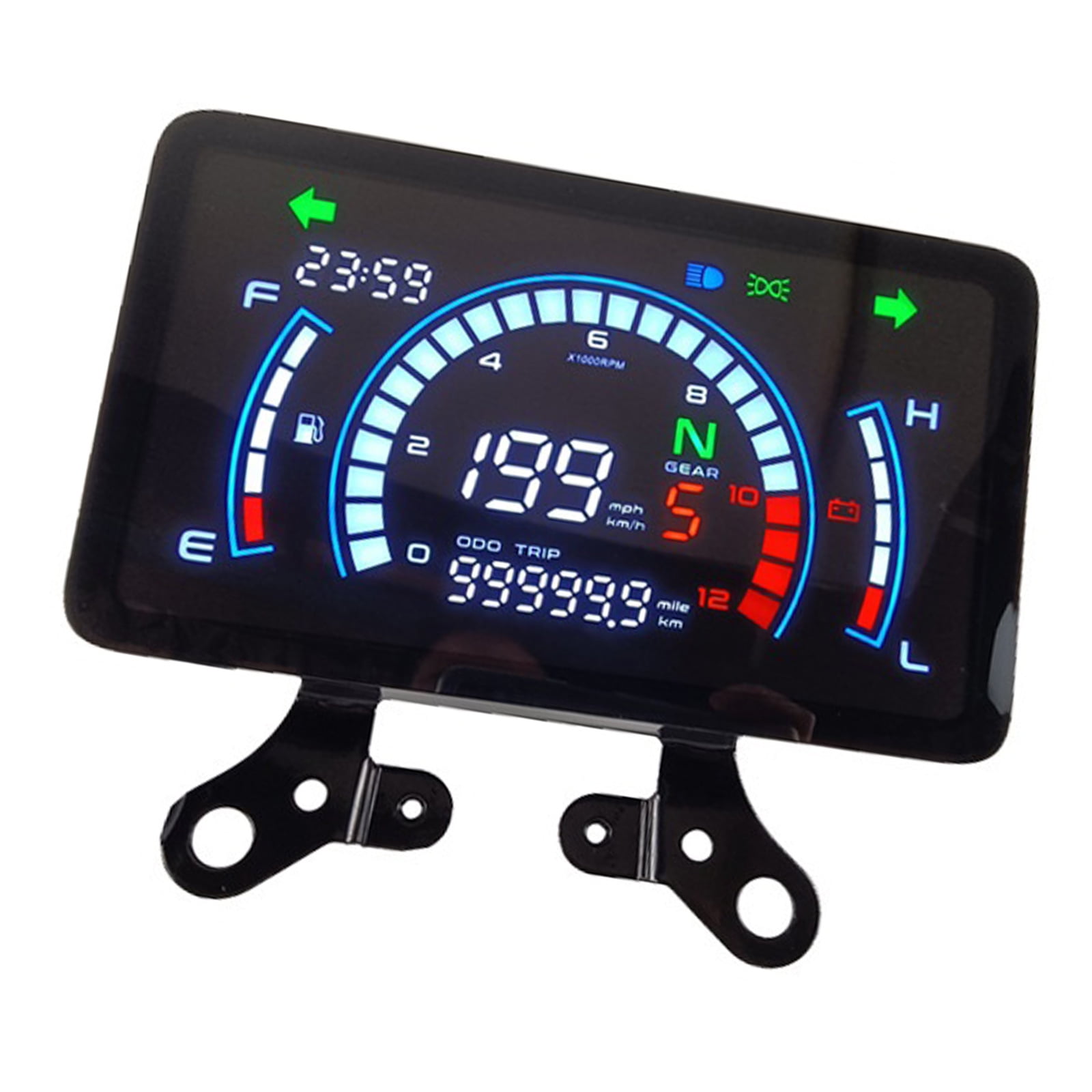 Digital Speedometer Meter LED Tachometer Motorbike Instrument Cluster ...