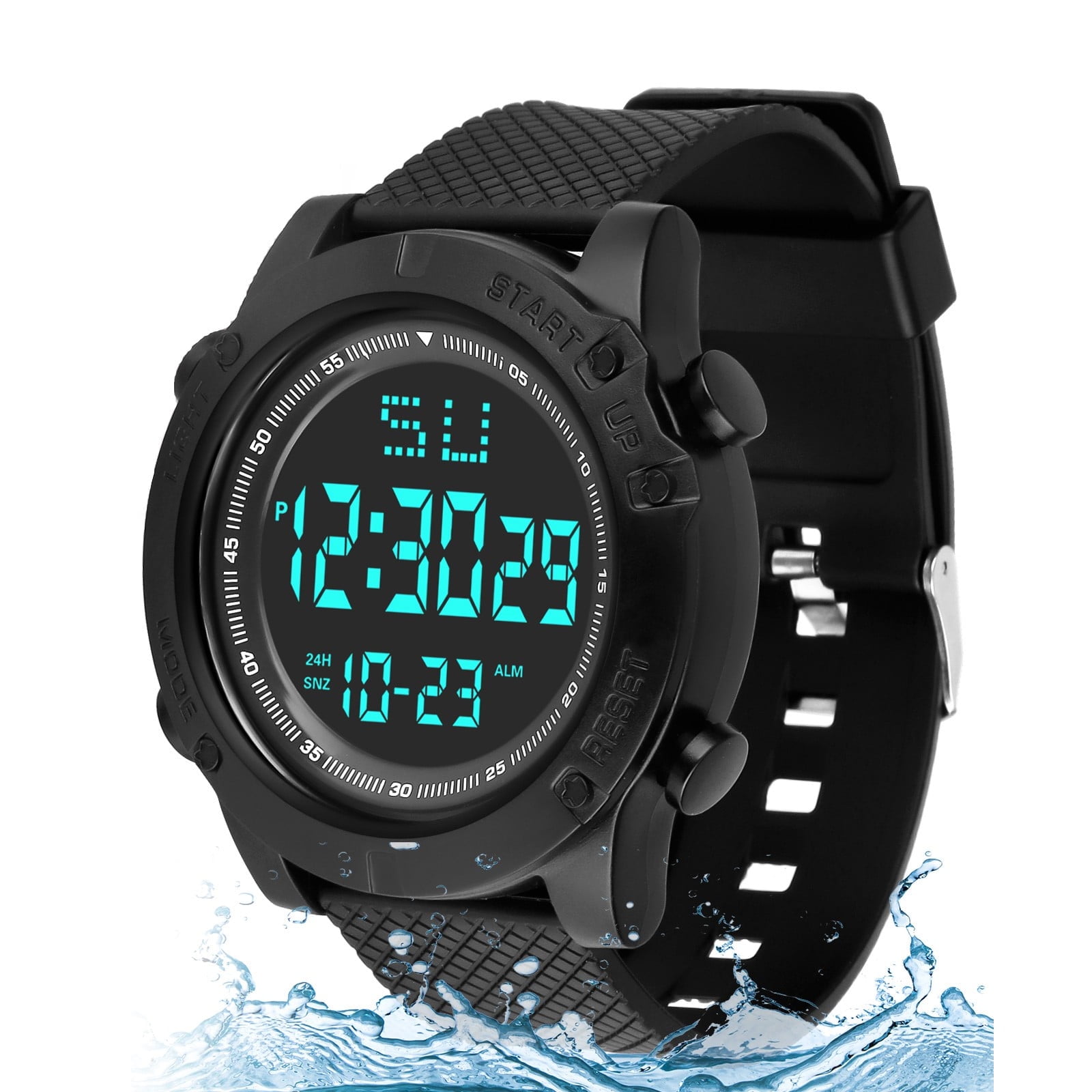 Digital Sport Men's Watch, TIFOR Large Face LED Wrist Watches 30M ...