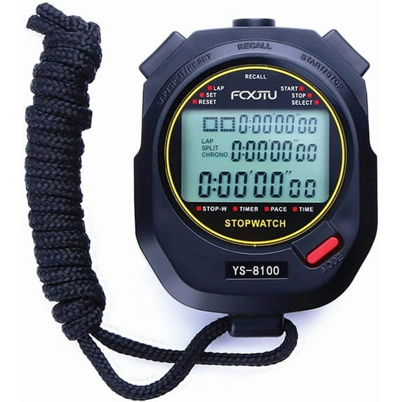 Digital Sports Stopwatch Timer 10/100 Lap Split Memory Stopwatch ...