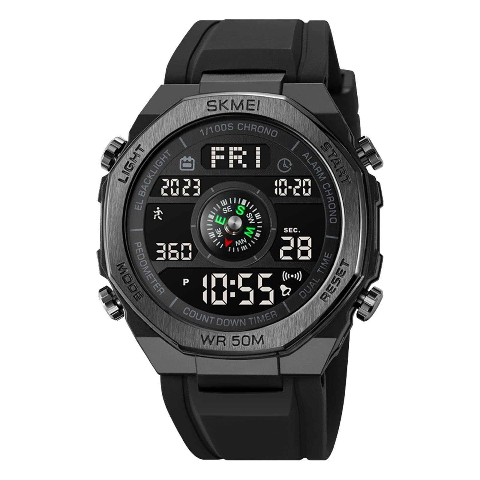 Digital Sports Watch Men Trendy LED Backlight Alarm Waterproof Dual ...