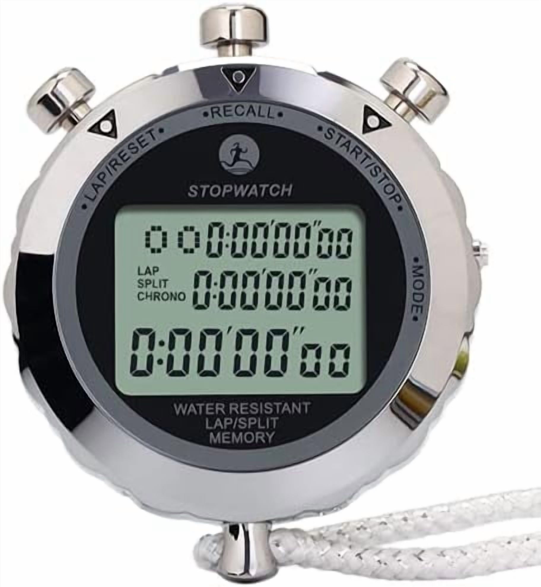 Digital Stopwatch, Metal Stop Watch 10 Lap Memory Stopwatch Timer, Water Resistant Stopwatch for ...