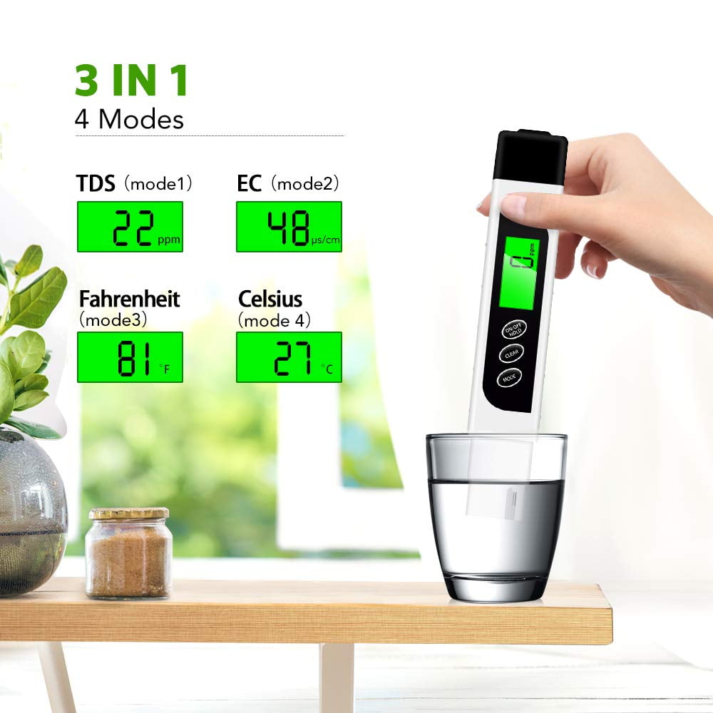 Digital TDS Meter, 3 in 1 PPM Meter, EC meter and Temperature Meter ...