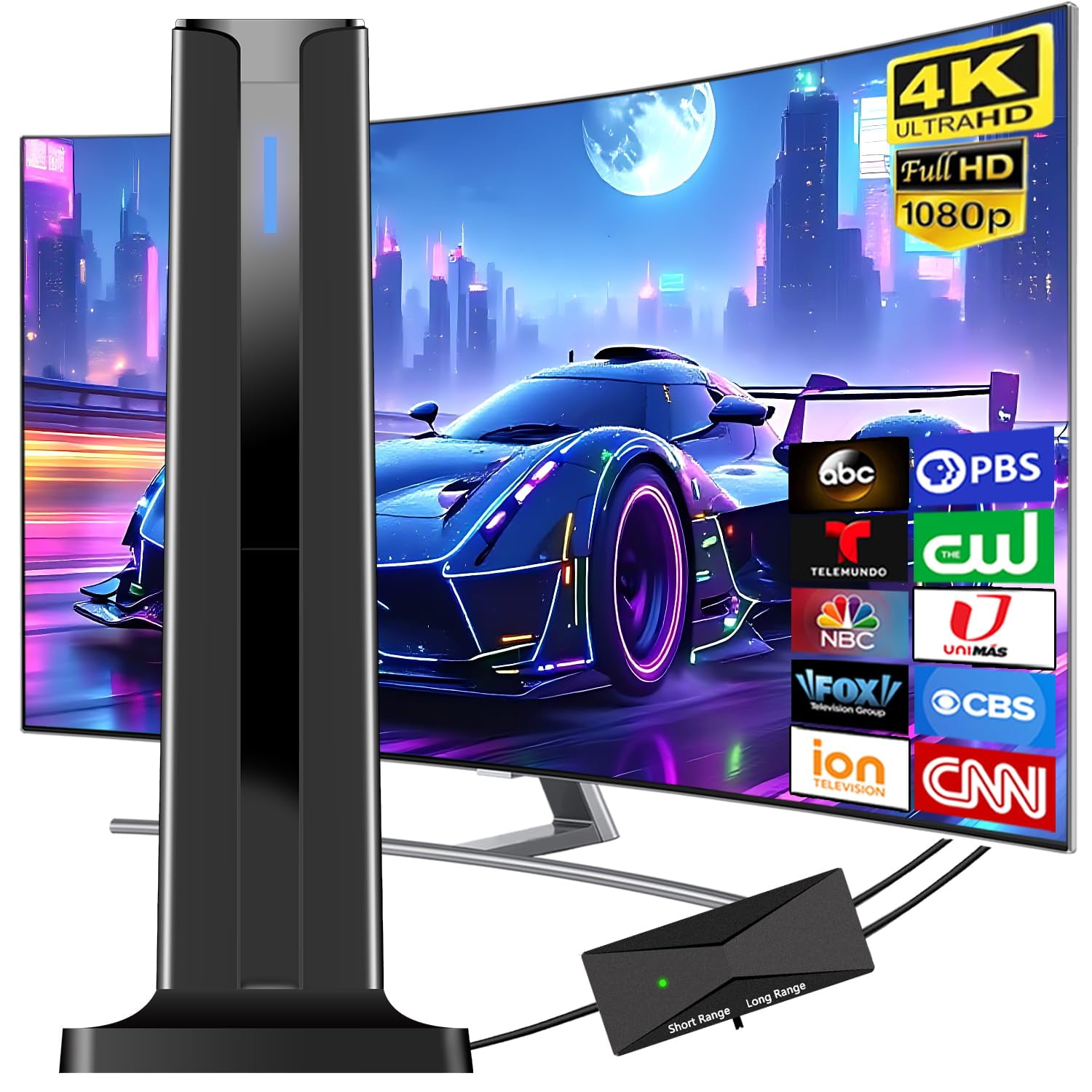 Digital TV Antenna Indoor, 2025 HD Antenna for Smart TV with 3M Stick ...