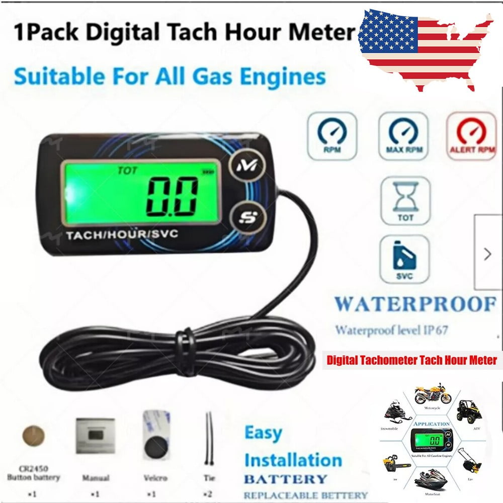 Digital Tachometer / Hour / RPM Meter Engine Maintenance For 2/4 Stroke ...