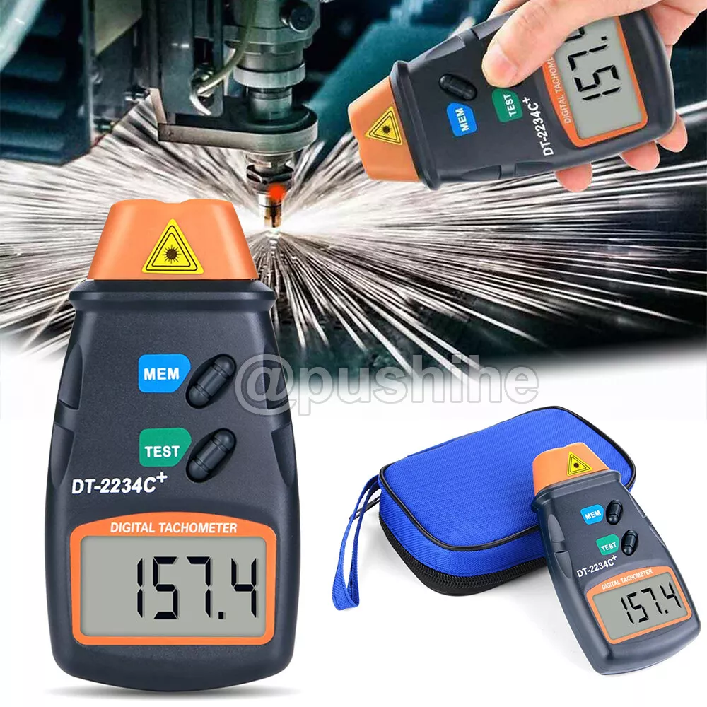 Digital Tachometer Non Contact Laser Photo RPM Tach Meter Motor Speed ...