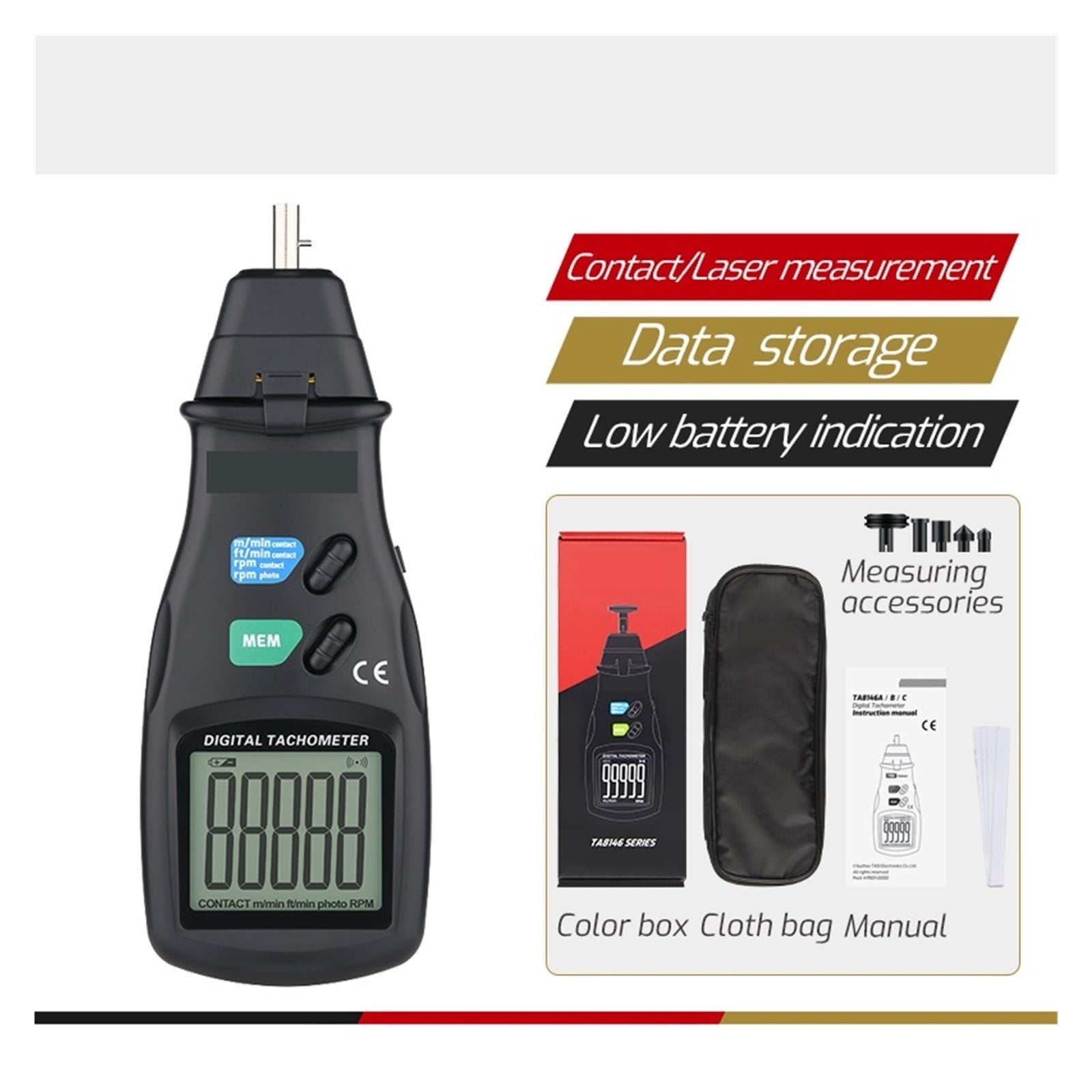 Digital Tachometer Up To 99999 LCD RPM Display Non-Contact Digital ...