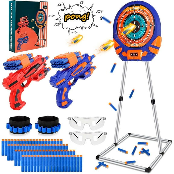 Hot Bee Electronic Scoring Target Shooting Toy, 2 Foam Dart Blasters ...
