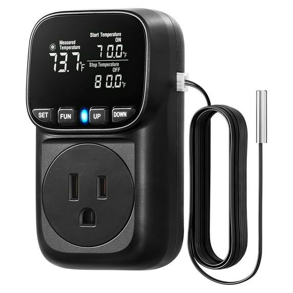 Digital Temperature Controller, 15A/1800W Thermostat Outlet Plug, VA ...