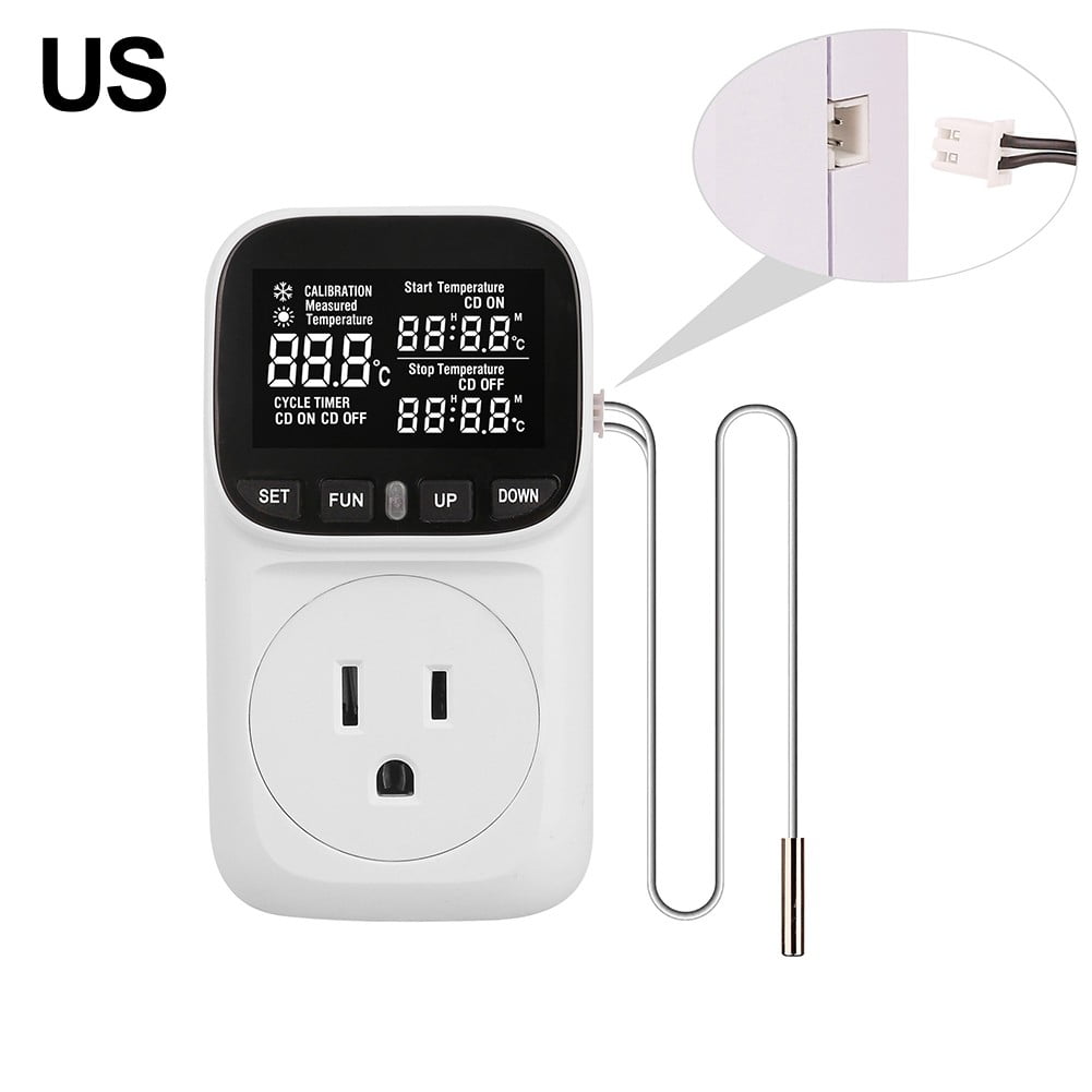 Digital Temperature Controller Socket Thermostat for 220V with Timer ...