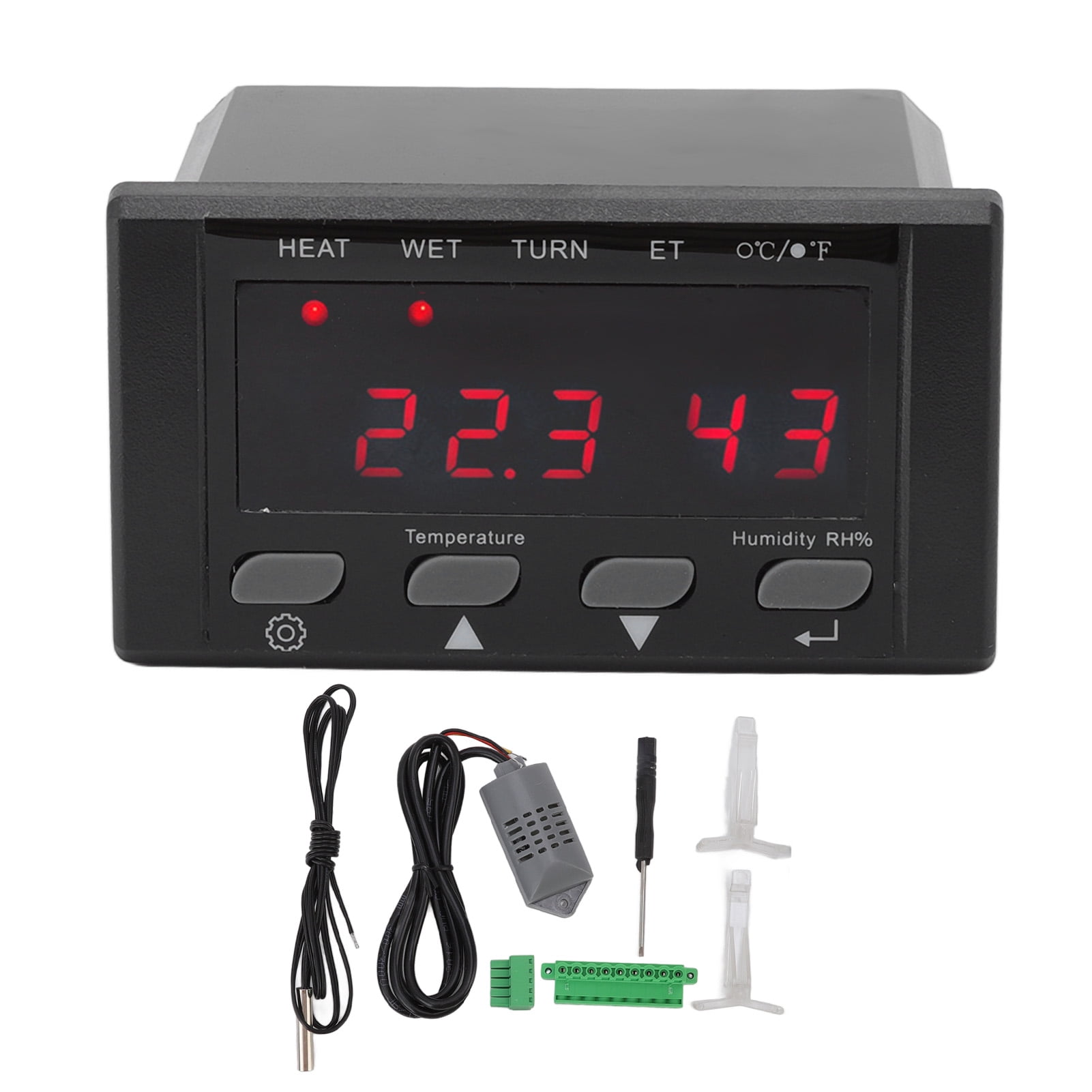 Digital Temperature and Humidity Controller for Reptile and Poultry Incubators, Fahrenheit and ...