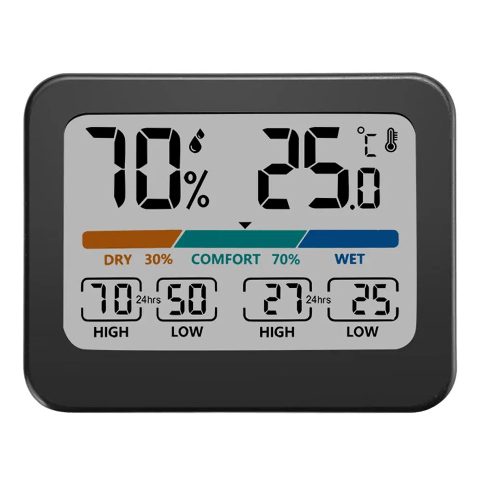 Digital Temperature Humidity Meter Color Large Screen Thermometer ...