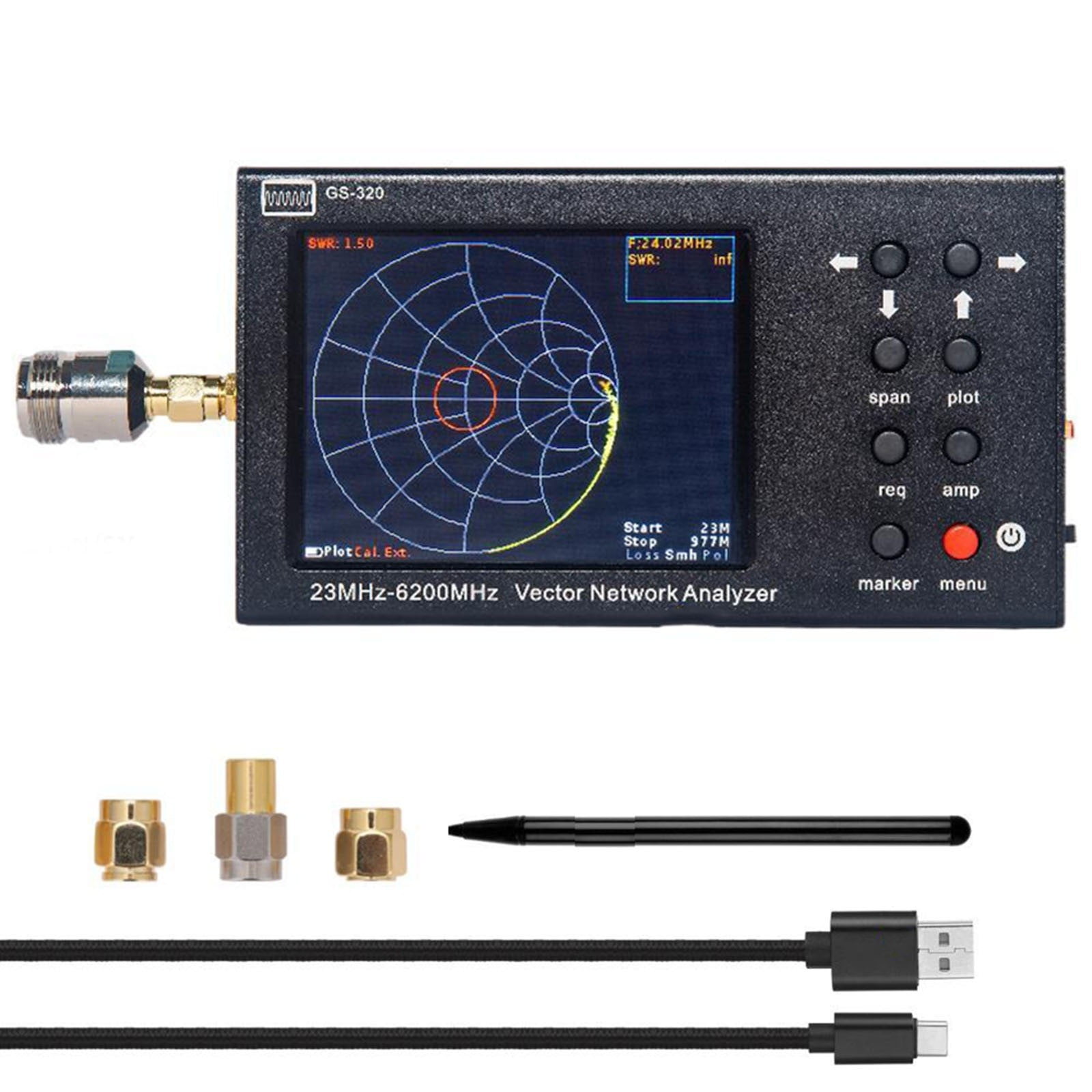 Digital Tester 6ghz Vector Network Analyzer Vna Antenna Analyzer 3 2 Inch Lcd