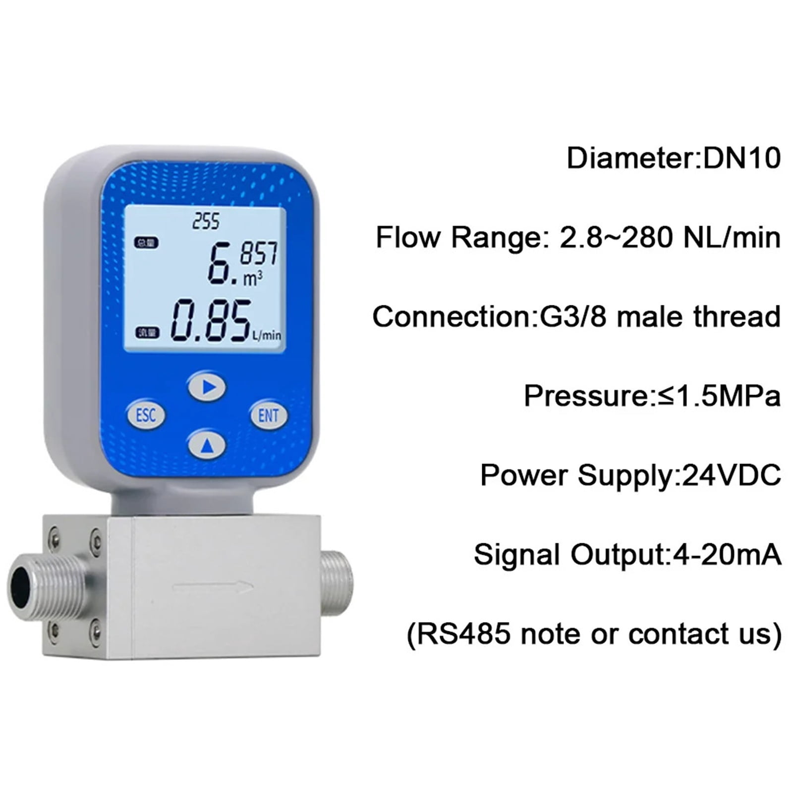 Digital Thermal Mass Flow Meter For Gas - High Accuracy Measurement For ...