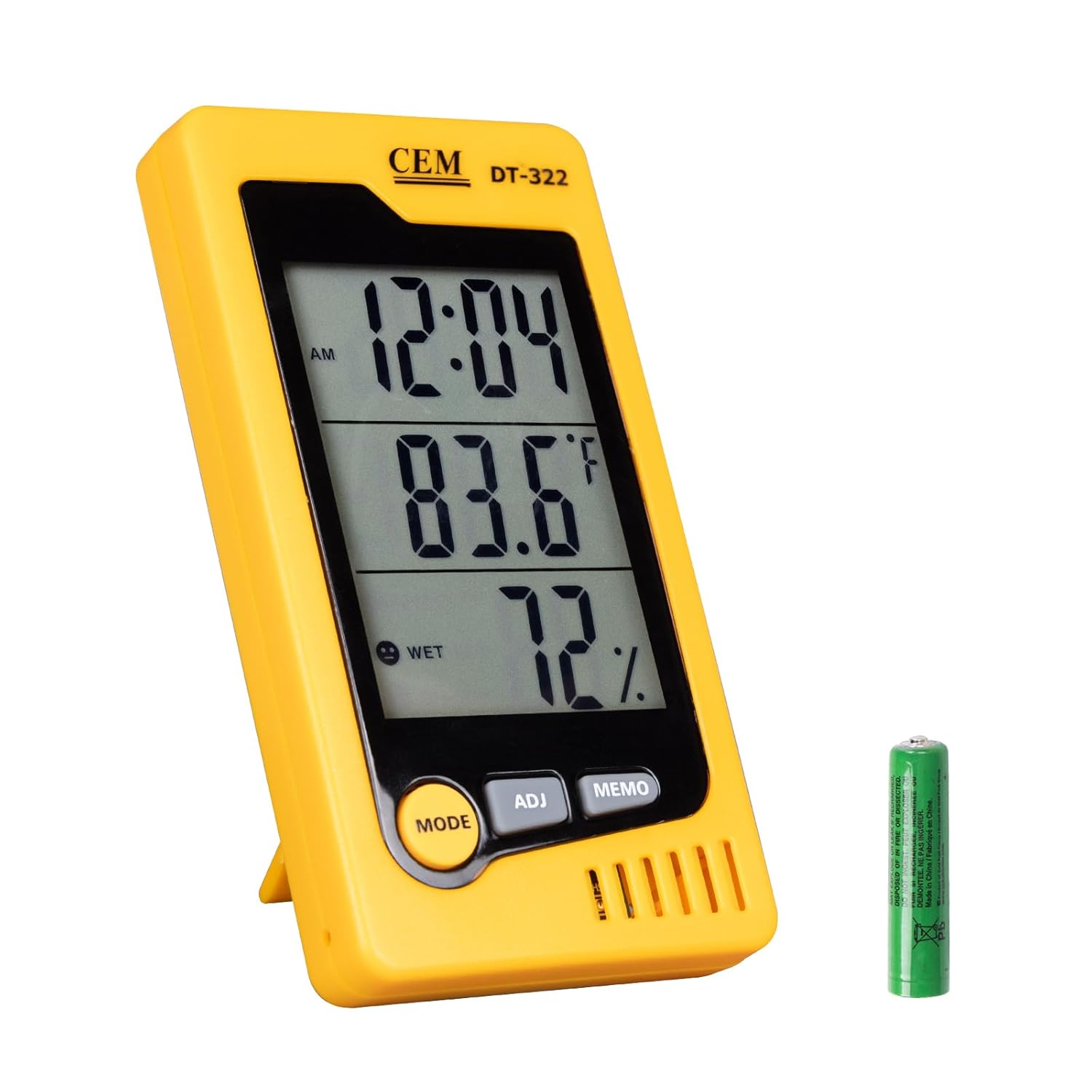 Digital Thermometer Hygrometer with Alarm Clock&Hook,Humidity Sensor ...