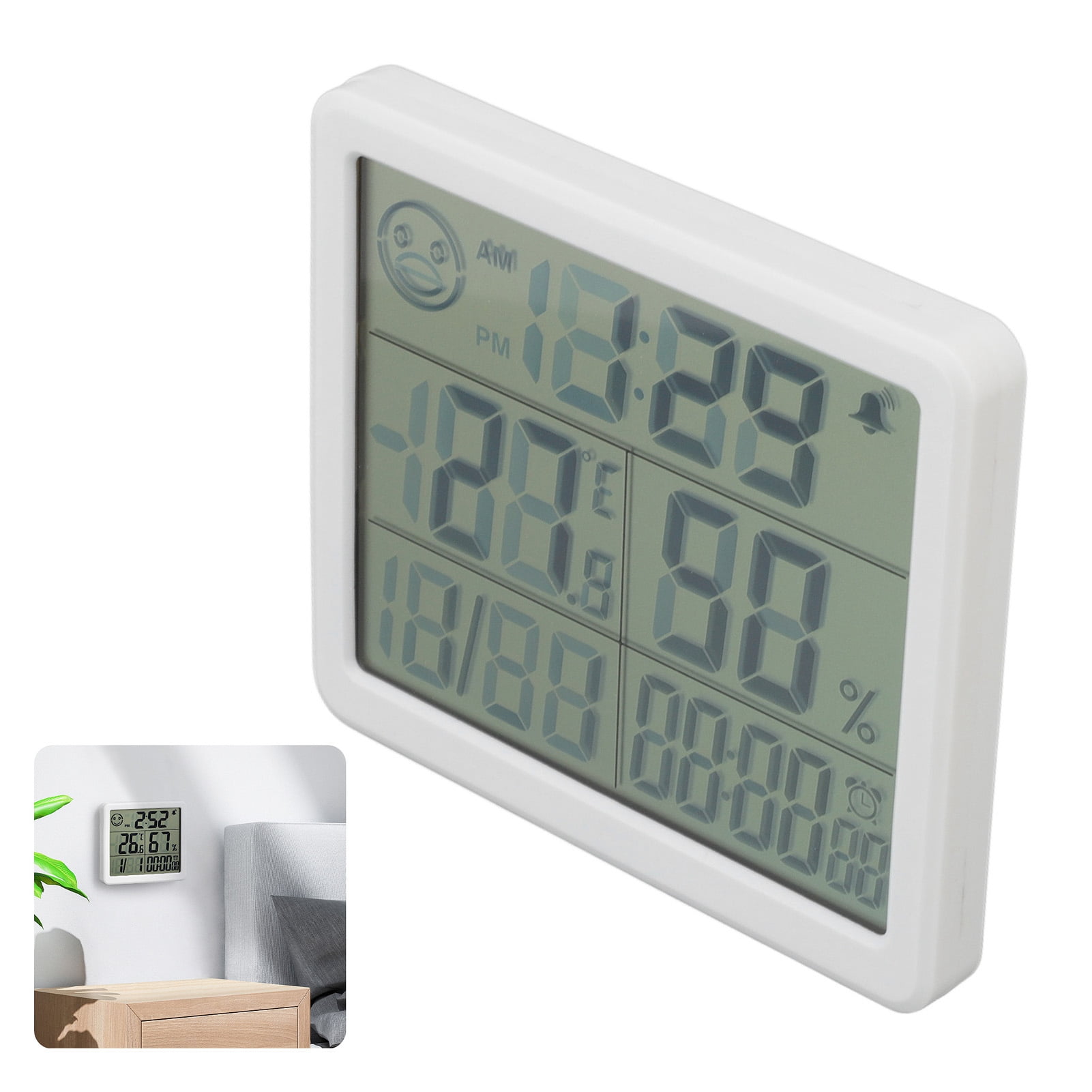 Digital Thermometer Hygrometer Alarm Clock With 5in LCD Screen Indoor ...