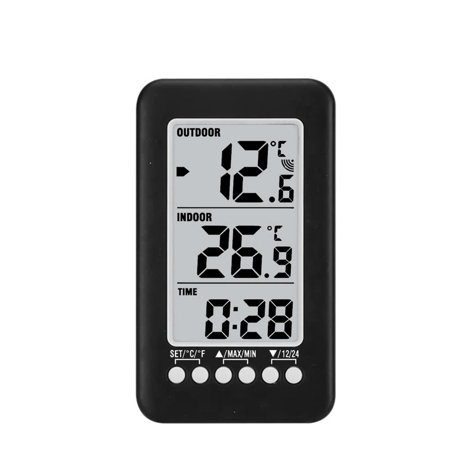 Digital Thermometer Meter With Clock Function Outdoor Indoor LCD ...