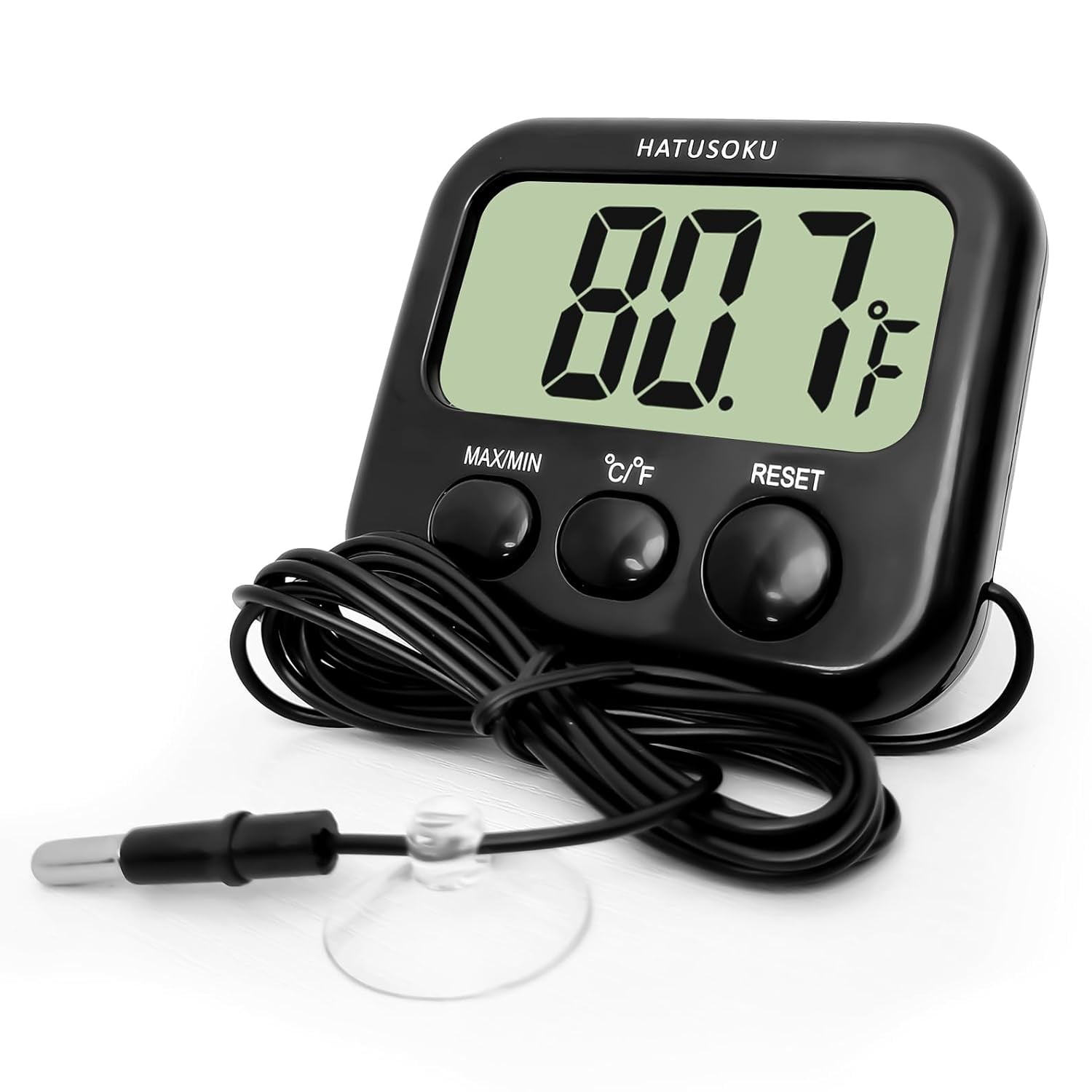 Digital Thermometer with External Sensor, Magnet, Suction Cup, Water ...