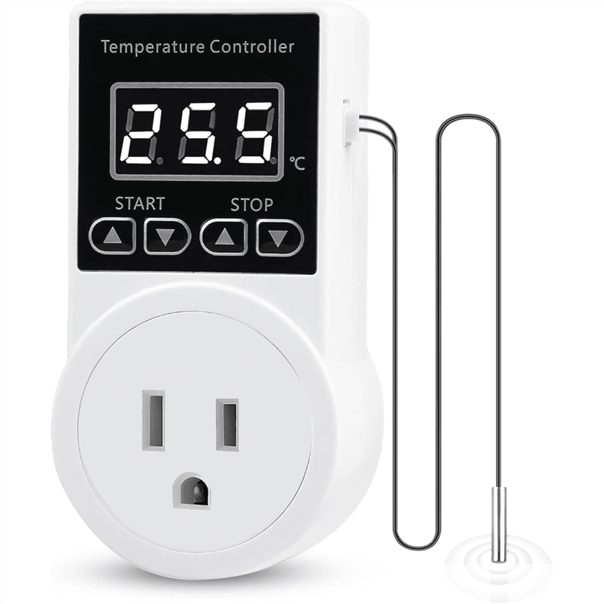 Digital Thermostat Plug Socket Lcd Screen Temperature Controller With Waterproof Sensor Probe