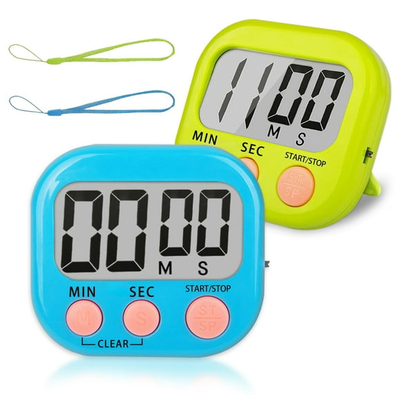 Digital Timer 2 Pack Countup Countdown for Teachers Classroom Large Screen Memory Function ...