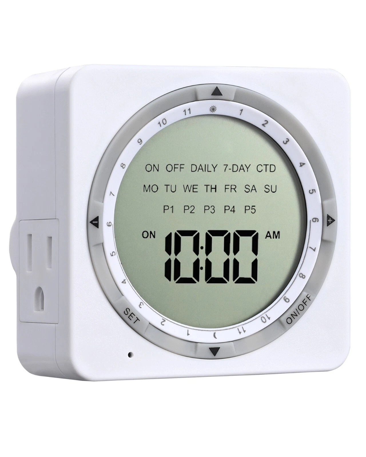 Digital Timers for Electrical Outlets, Indoor Light Timer,Dual 3-Prong ...