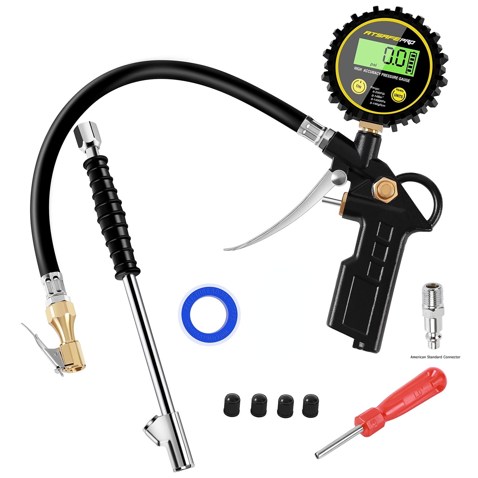 Digital Tire Inflator Pressure Gauge Sharder Valve ATsafepro Heavy Duty ...