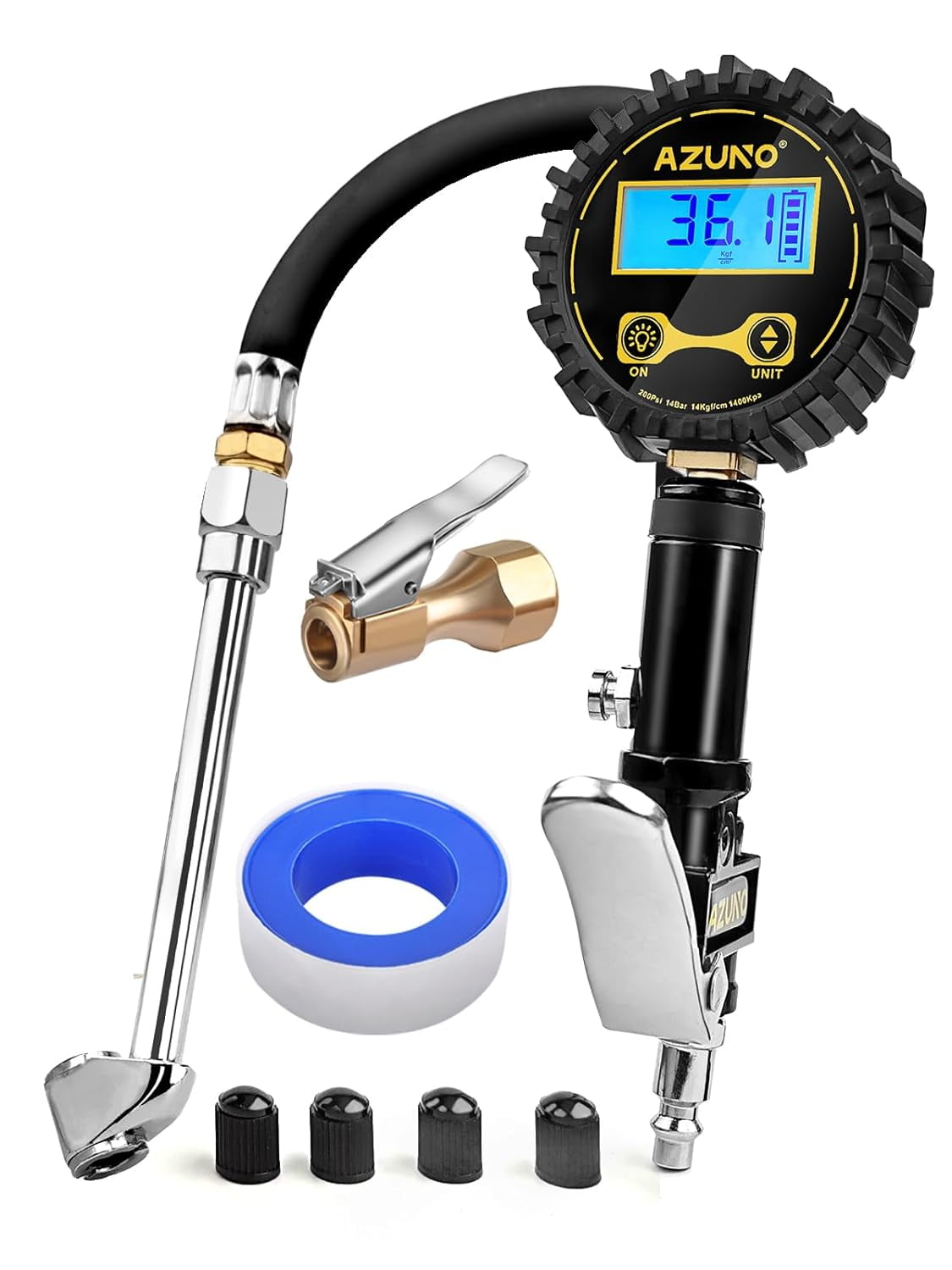 Digital Tire Inflator with Pressure Gauge, 200 PSI, Heavy Duty Air ...