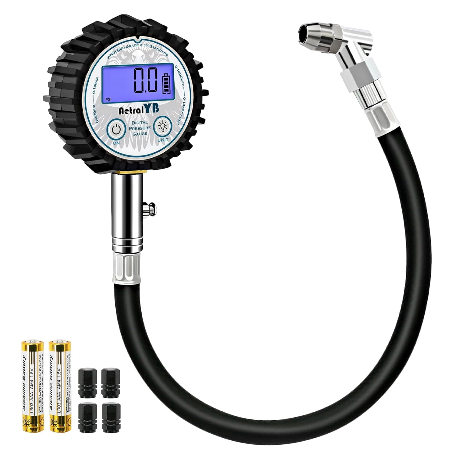 Digital Tire Pressure Gauge with 200 PSI - Heavy Duty Air Chuck ...