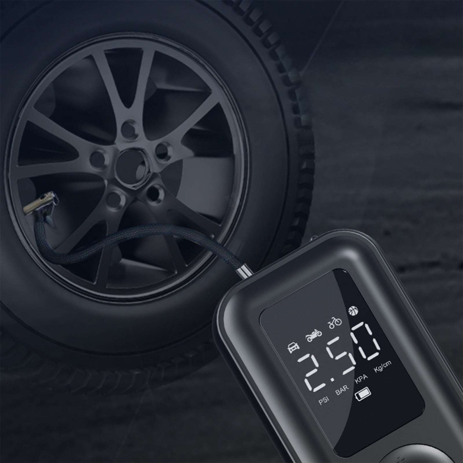 Digital Tire Pump, Portable Inflator, LED Light, Compact Design, For ...