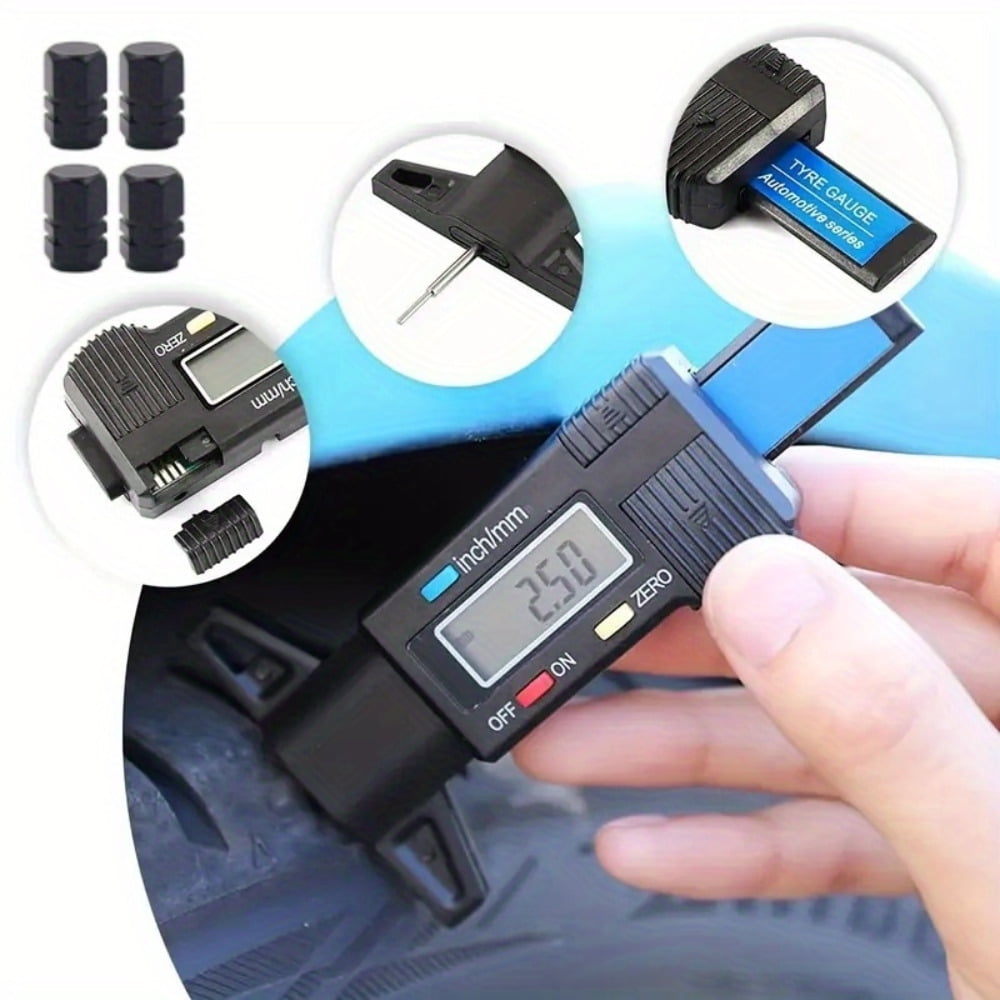 Digital Tire Tread Depth Gauge, 3 Modes-Fractional Inch, Decimal Inch ...
