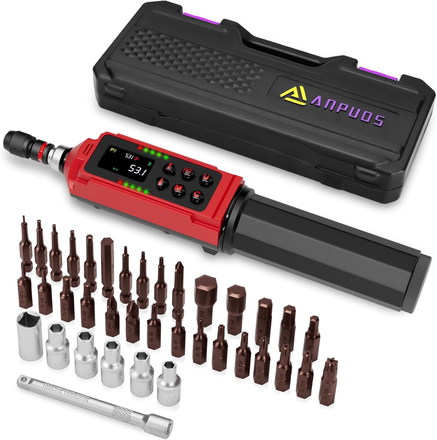 Digital Torque Screwdriver, 0.8-53.1in-lbs/0.09-6Nm, Electronic Adjustable Torque Screwdriver ...