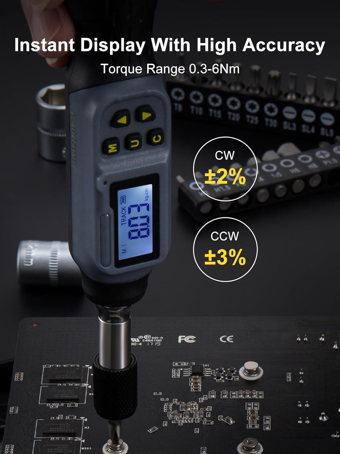 Digital Torque Screwdriver, 2.66-53.1 In-lbs/0.3-6 Nm, 1/4'' Drive Inch ...