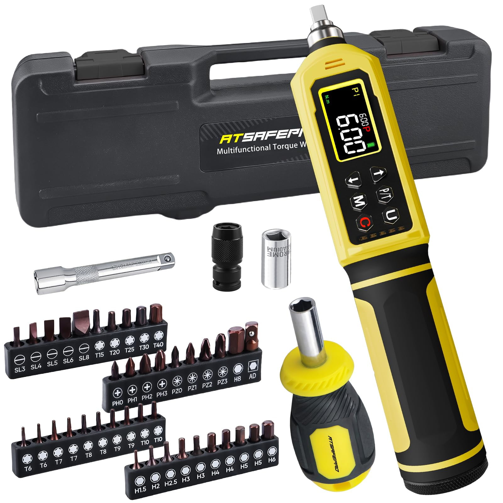 Digital Torque Screwdriver Set, 0.8-53.1 in-lbs/0.09-6 Nm, 45 PCS 1/4 ...
