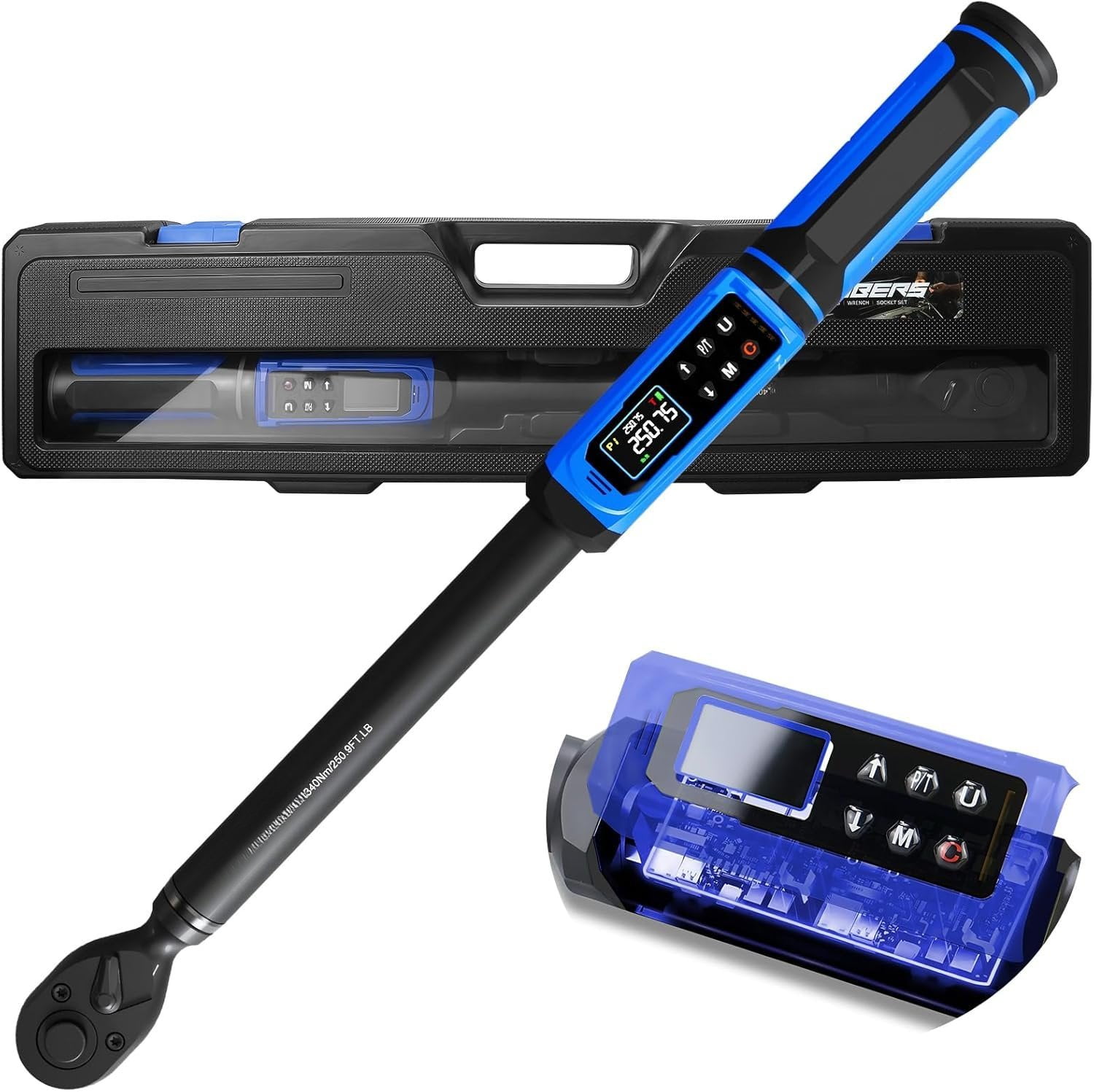 Digital Torque Wrench 1/2" Drive 3.8-250.8FT.LB (5-340Nm), Torque ...