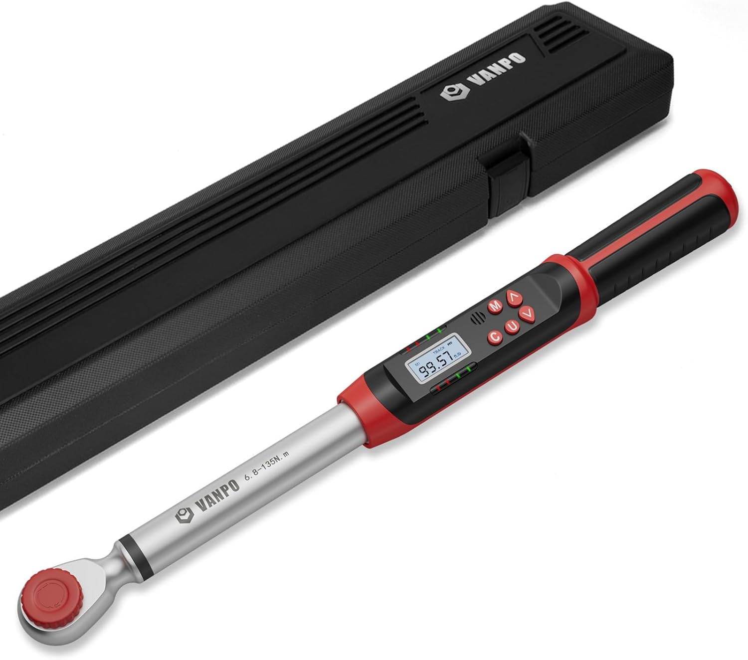 Digital Torque Wrench 1/2 Inch Drive, 44.5CM, 5-99.5 ft-lbs./6.8-135Nm ...