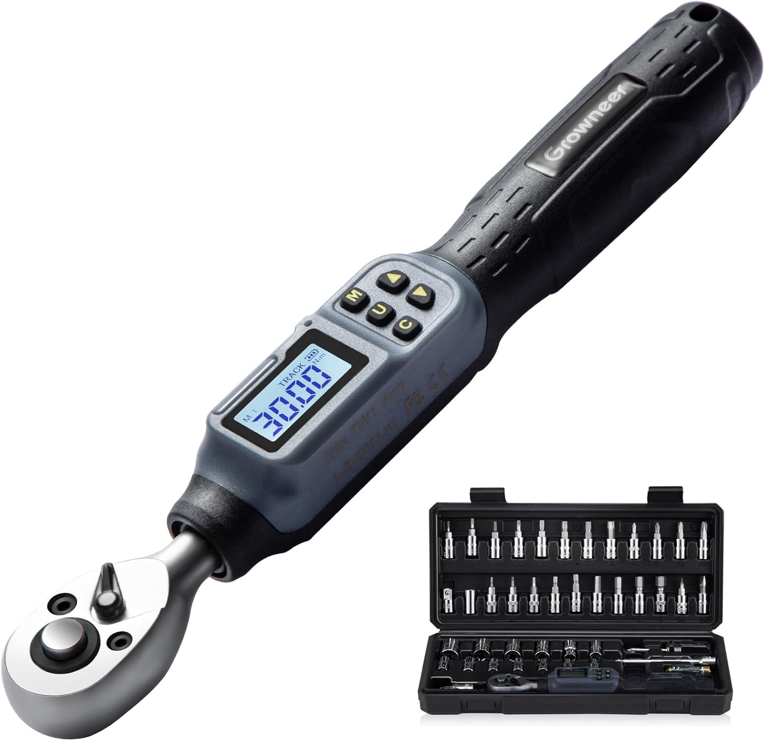 Digital Torque Wrench Set, Inch Pound Torque Wrench with Buzzer & LED Indicator, Electronic ...