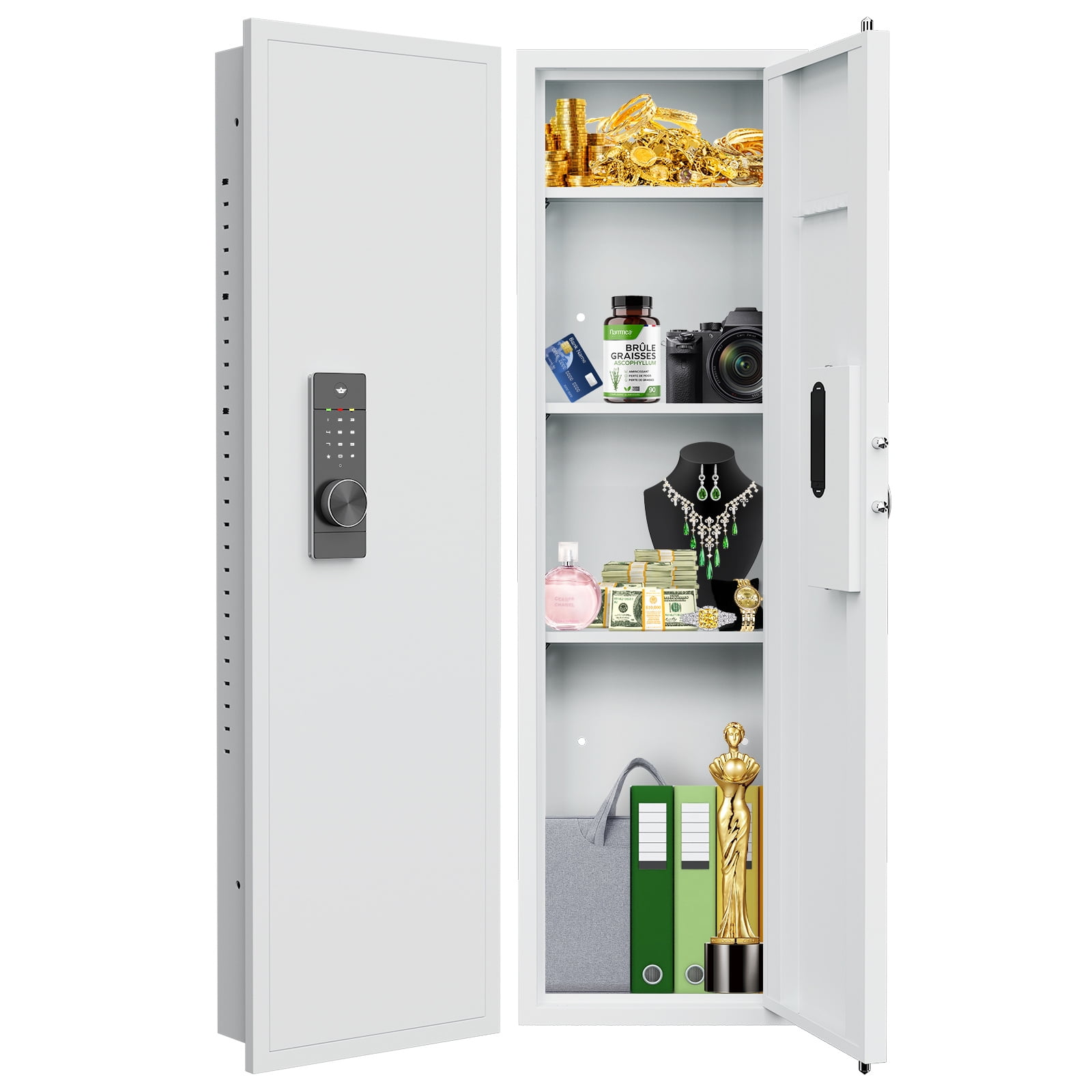 Digital Touch Panel In-Wall Safe, Hidden Wall Gun Safe for Rifles and ...