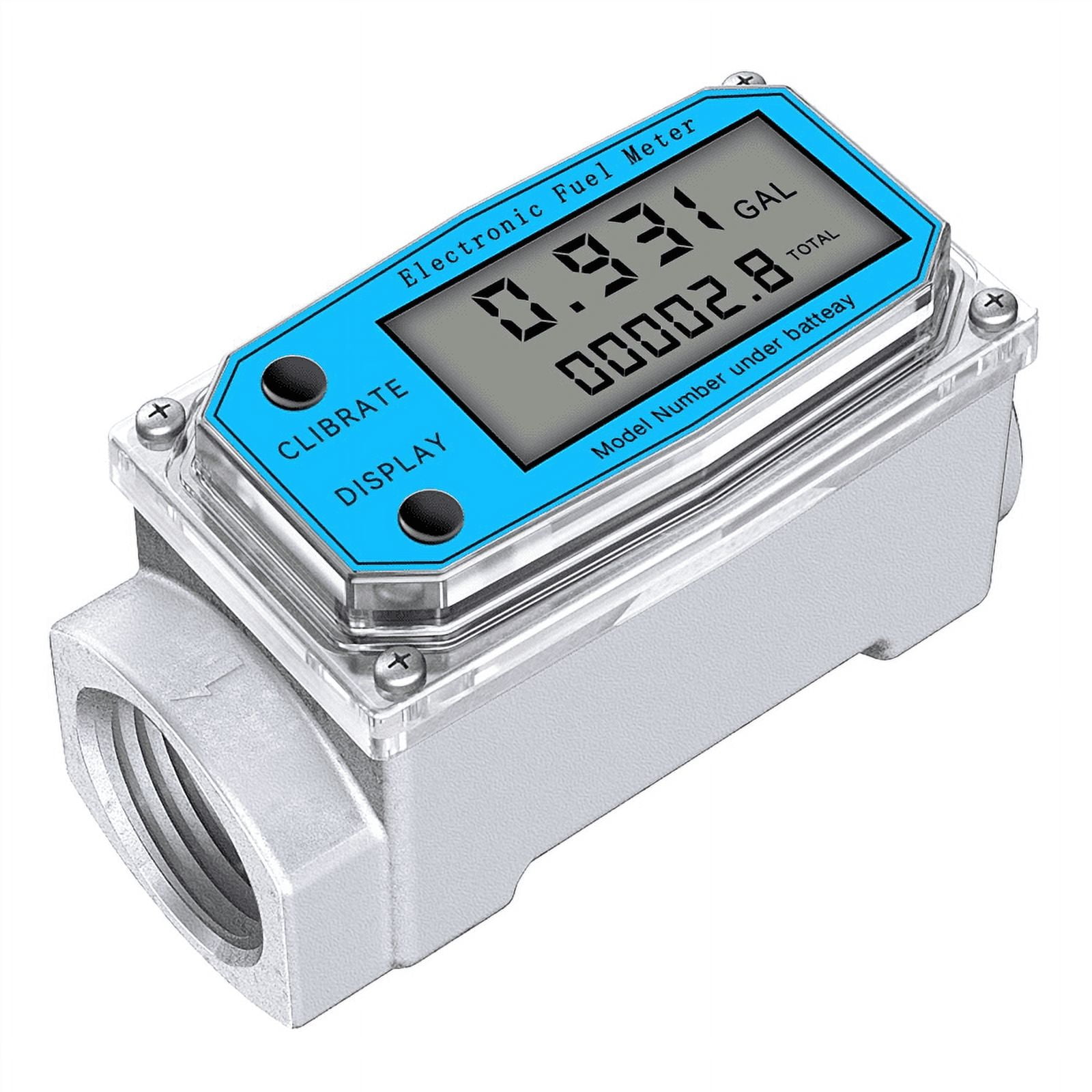 Digital Turbine Water Flow Meter LCD Display with NPT Counter and FNPT Thread Gas Oil Fuel ...